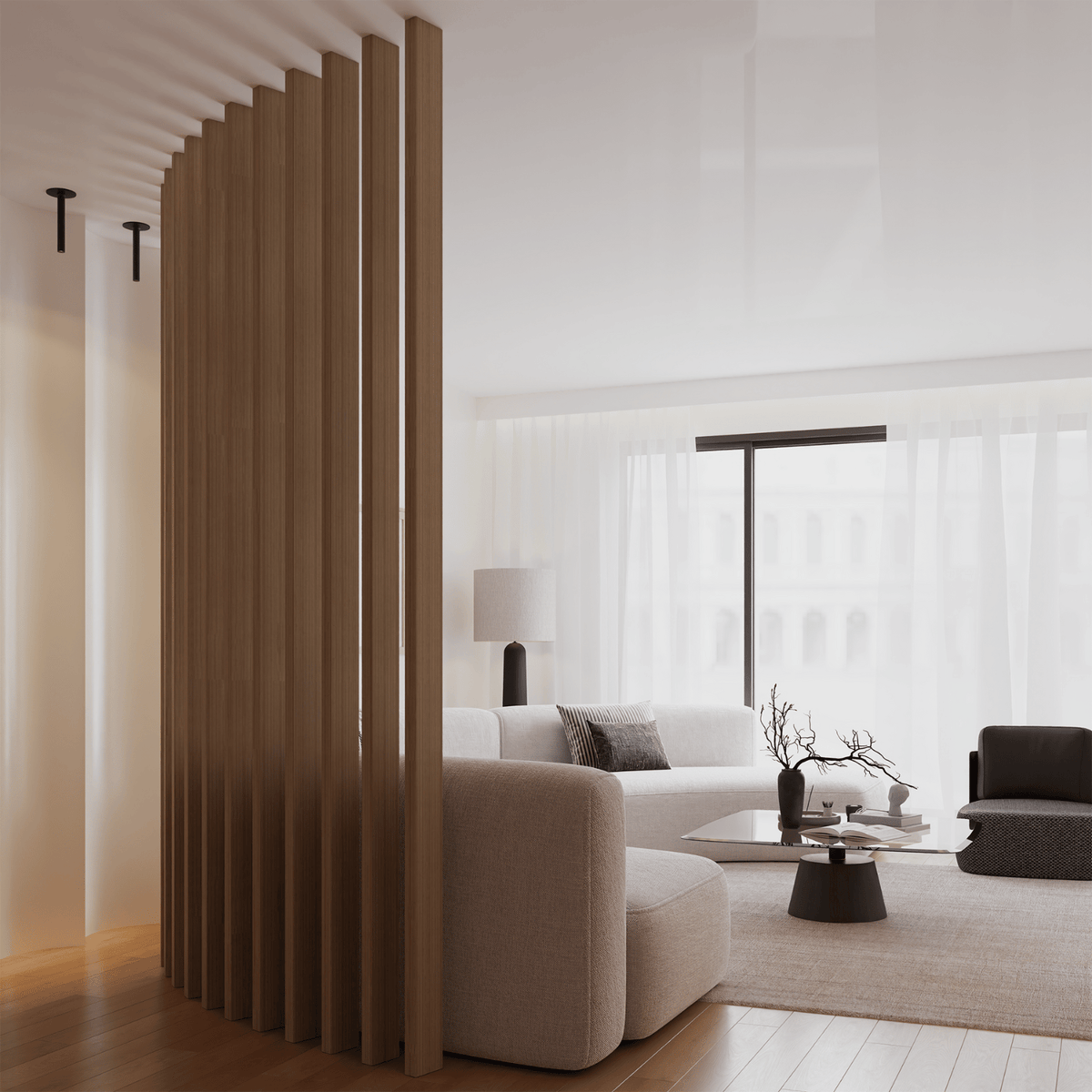 Roomdivider 300cm - Scheidingswand - Licht walnoot